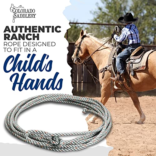Colorado Saddlery Kid’s Silver Dot Rope Authentic Tough Durable Cowboy Rope Made Smaller for Youth Hands Great Practice Lasso Rope Kids Rope for Roping Dummy