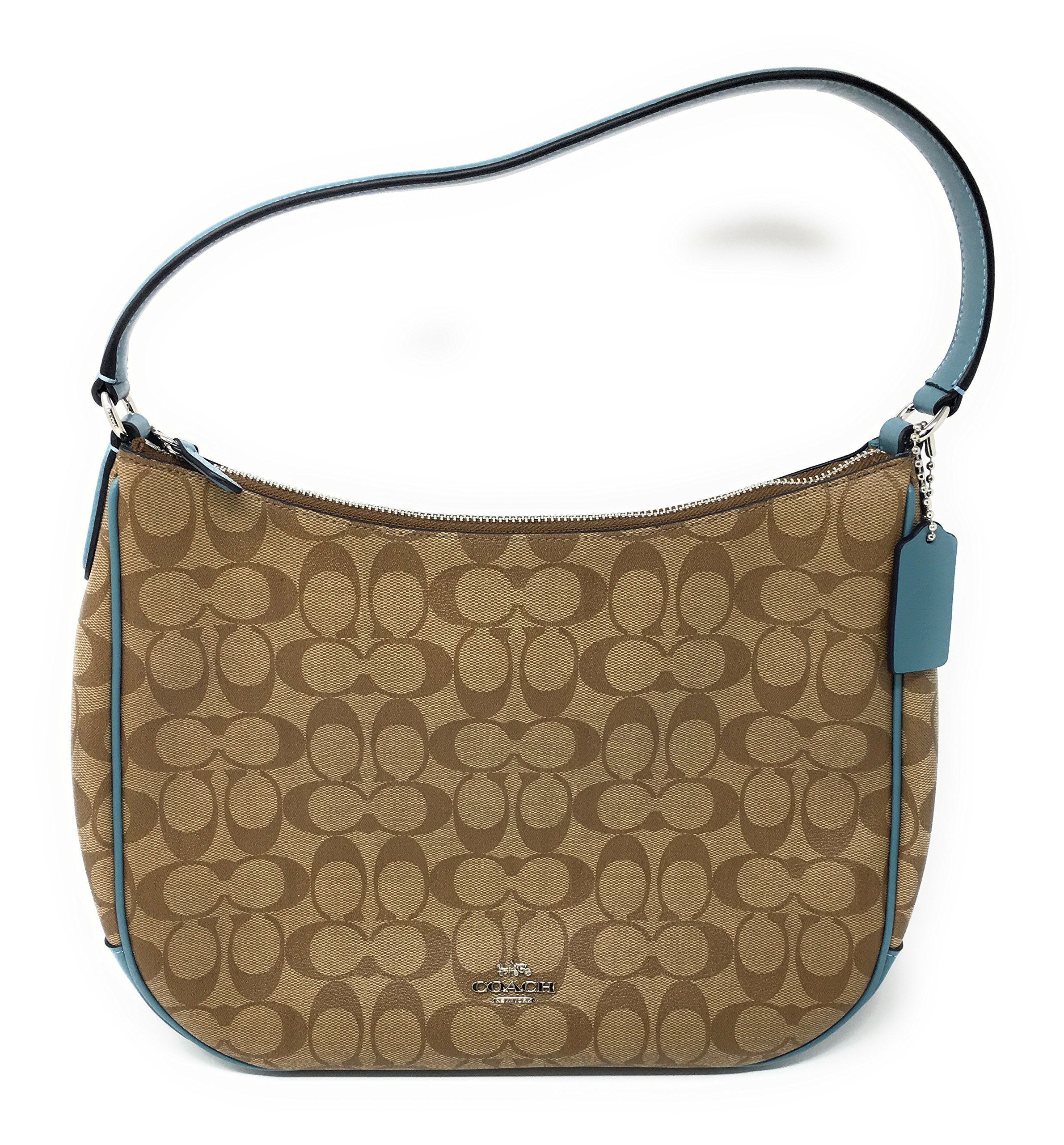 Coach F29209 ZIP SHOULDER BAG IN SIGNATURE CANVAS CYAN