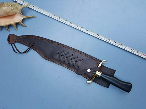 Barq Metals Beautiful Custom Hand M,ade Stainless Steel ''50cm'' Alamo Musso Bowi knife With Pure Leather Sheath