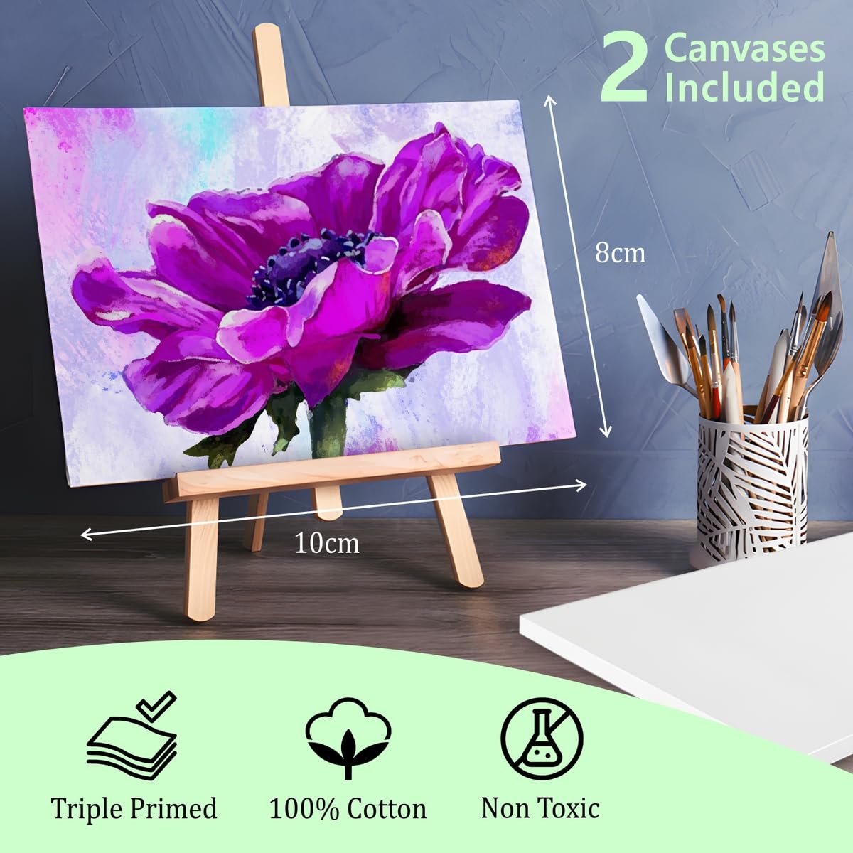 Acrylic Paint Set 24 Colors With 2 Canvases - Acrylic Paint Kit 2fl oz Bottles, Rich Pigmented, Matte Finish and Smooth Application Professional Acrylic Paint Sets for Adults and Kids Canvas Crafts
