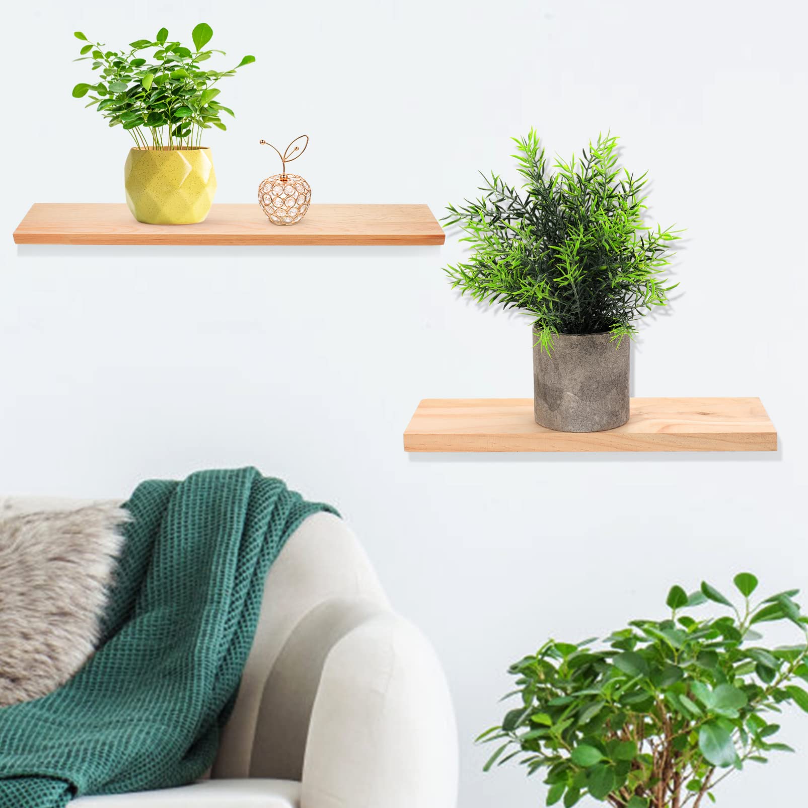 Cabilock 3 Sets Floating Shelf Wooden Shelf Farmhouse Hanging Wooden Shelving Wood Decor Moon Shelf Invisible Shelves Rustic Home Decor Shelves for Wall Decor Sturdy Wall-Mounted Bookshelf