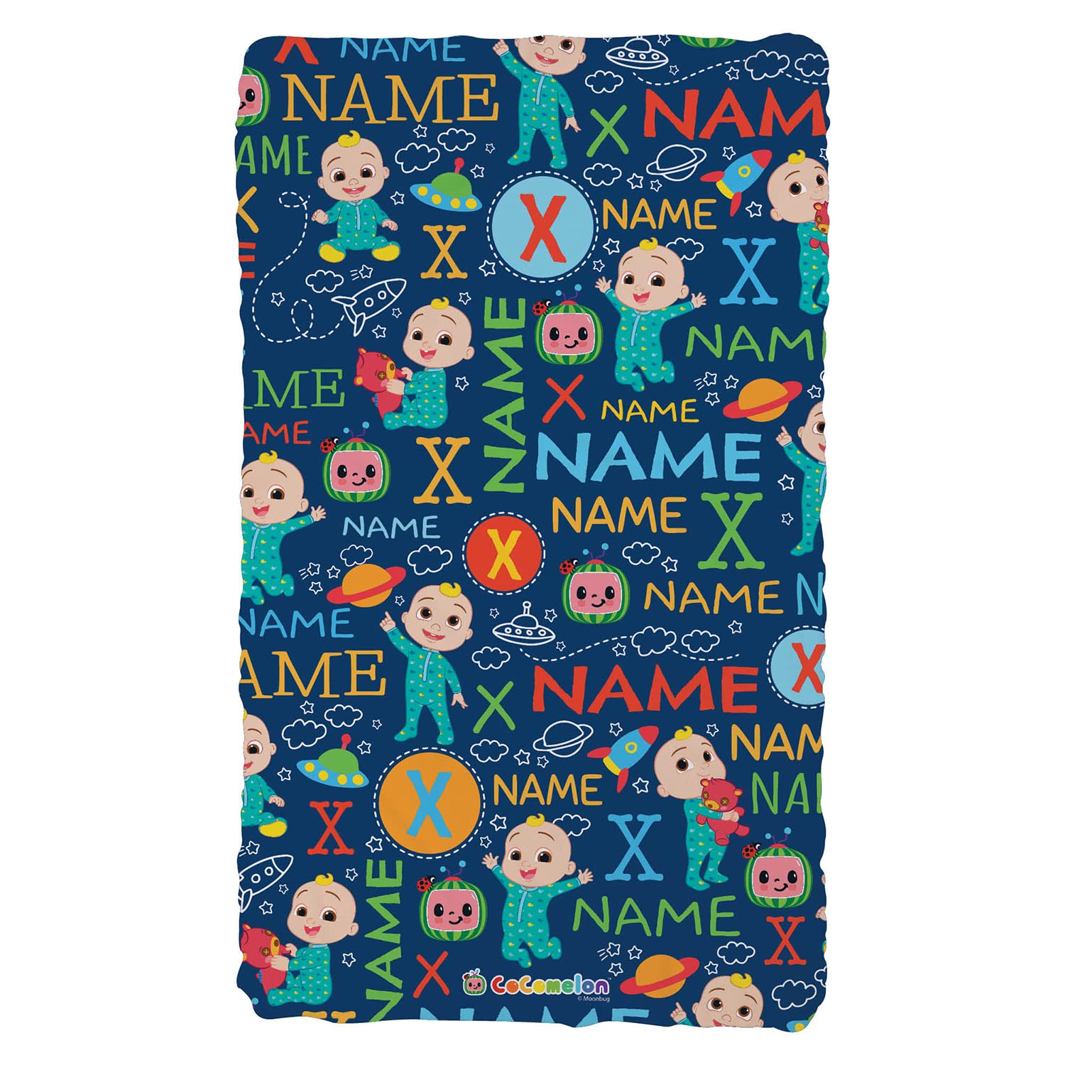 CoComelon Personalized Fuzzy Blanket with Custom Initial and Name Printed | Soft Blanket for Kids Bedroom or Play Area | 33.5" x 55.5" | Official Licensed Product