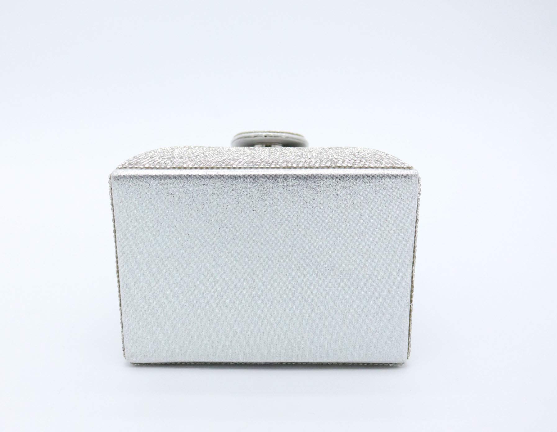 allx Full Rhinestone Fashion Evening Bag Triangle Women (Simple silver)