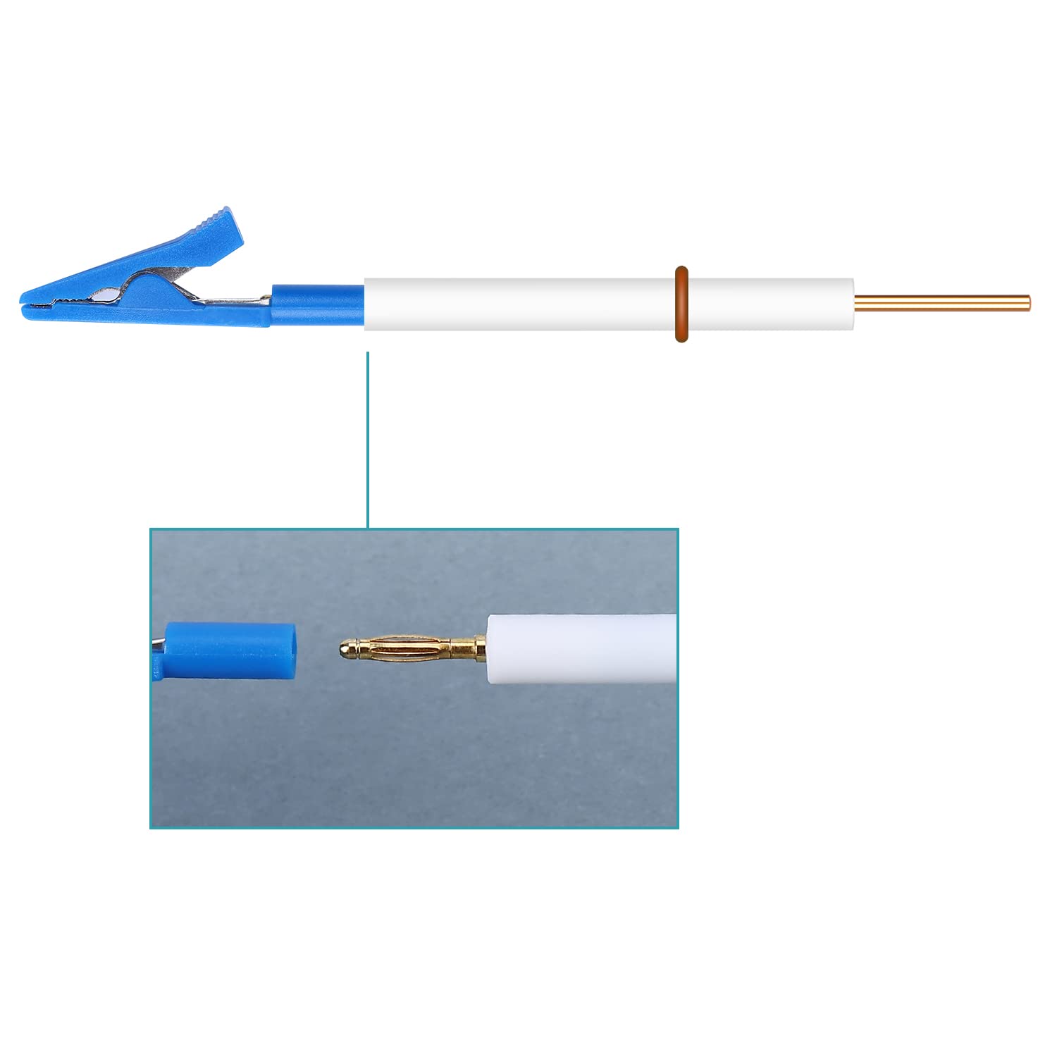 stonylab Electrode Holder, Multi-Purpose Electrode Clip with Plastic Protective Sleeve Electrode Holder with Detachable Nickel Plated Copper Gator Clip and PTFE Body for Electrolytic Cell
