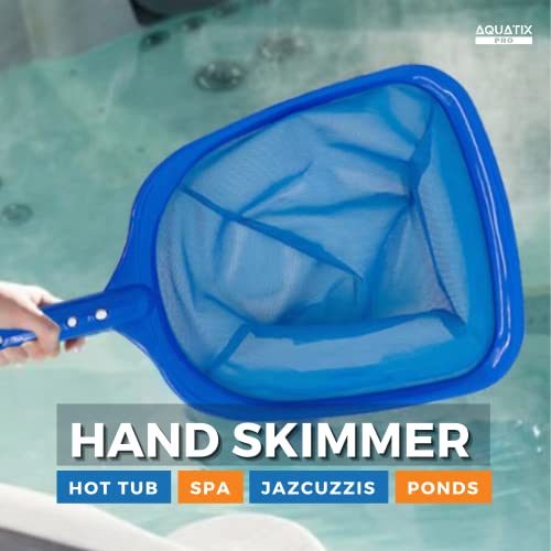 Aquatix Pro Hand Leaf Skimmer for Spa, Hot Tub & Pool with 12β Aluminum Pole, Fine Mesh Deep Bag Net, Suitable for Above Ground Swimming Pools, Kids Inflatables & Ponds, Remove Leaves & Debris Fast