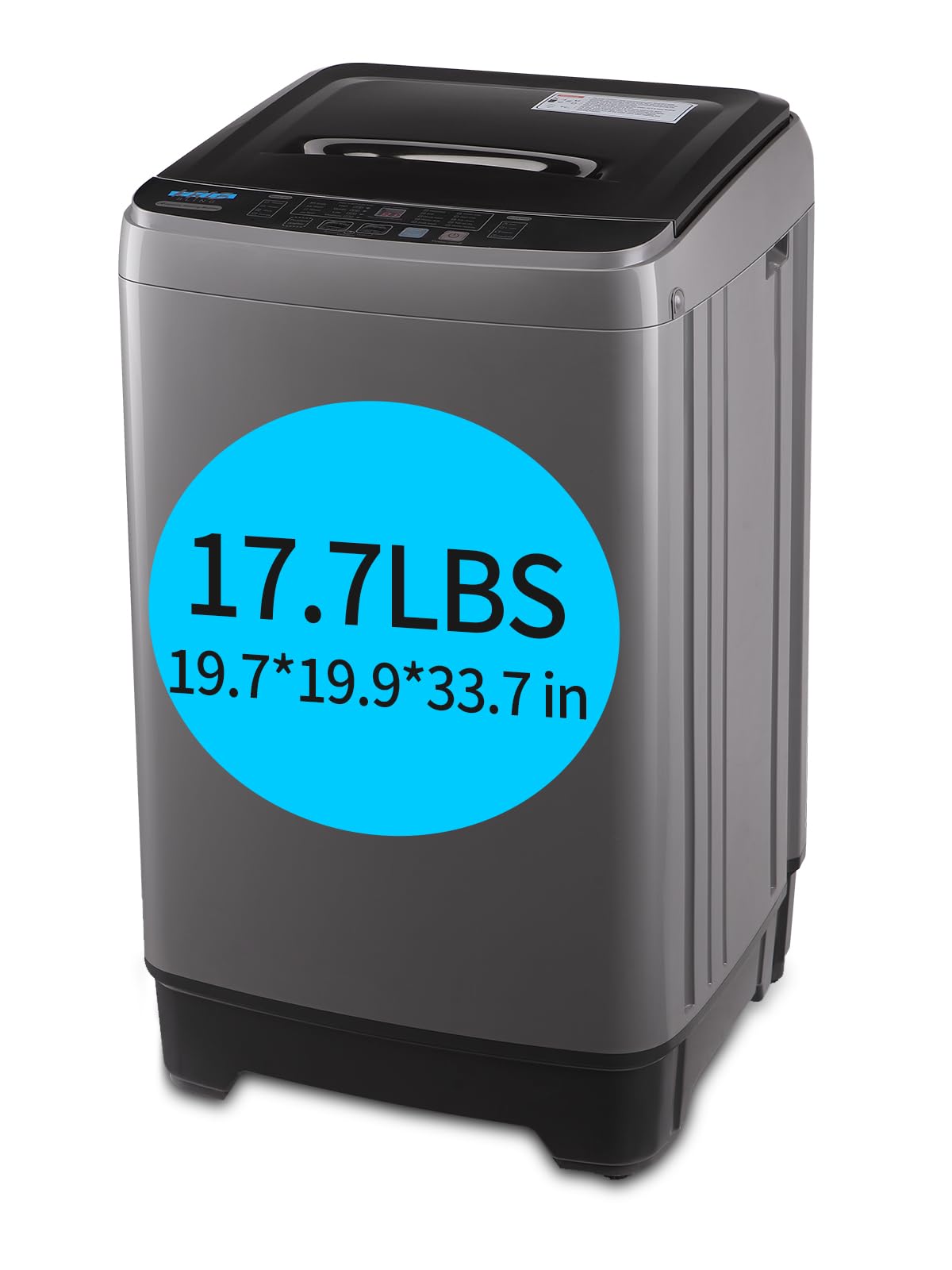 KRIB BLING Full-Automatic Washing Machine with LED Display, 17.7 lbs Portable Compact Laundry Washer with Drain Pump, 10 Wash Programs 8 Water Levels, Grey, XQB201A-GREY 177