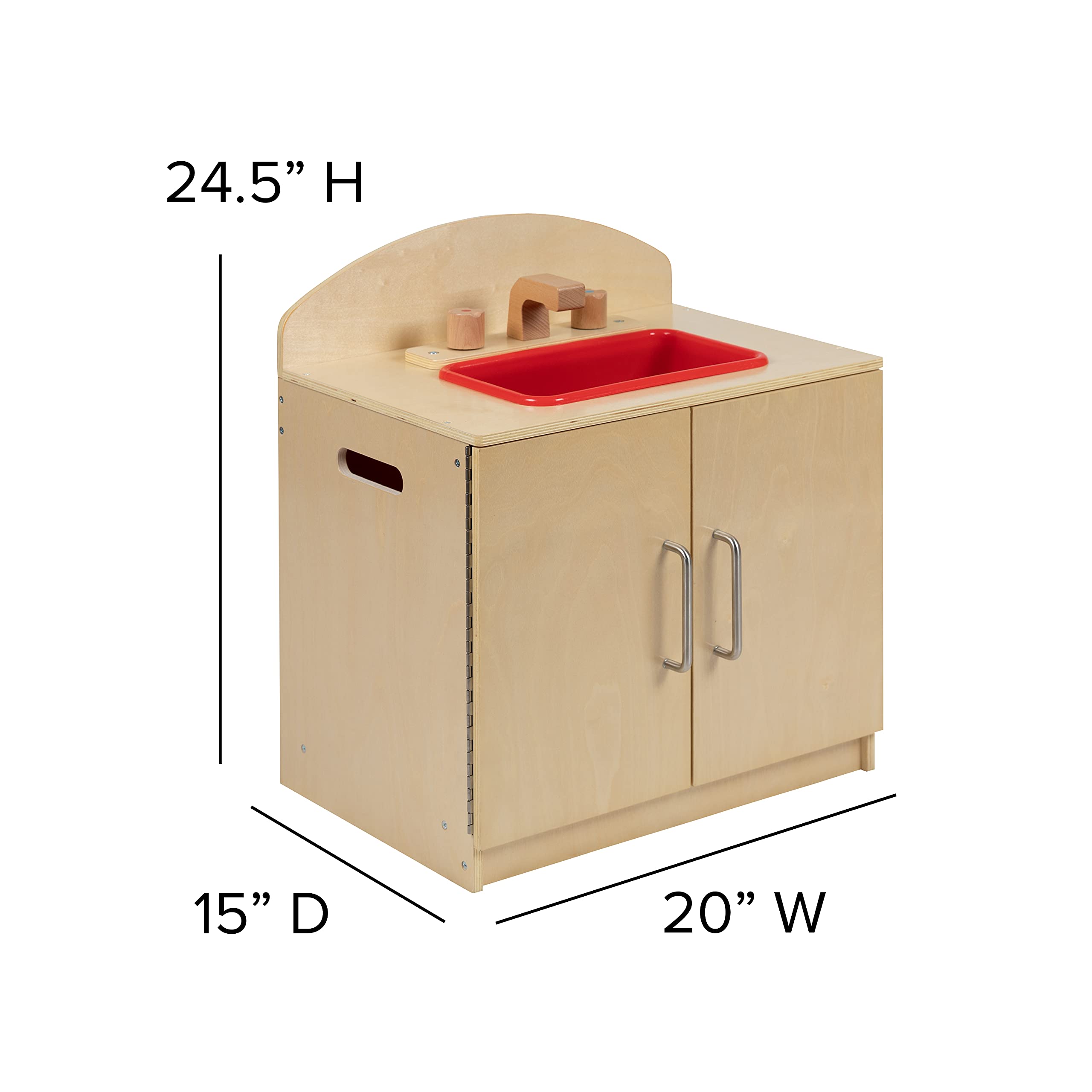 Flash Furniture Children's Wooden Toy Kitchen Set with Pretend Stove, Sink, and Refrigerator, 3-Piece Interactive Kids Playset for Educational Play