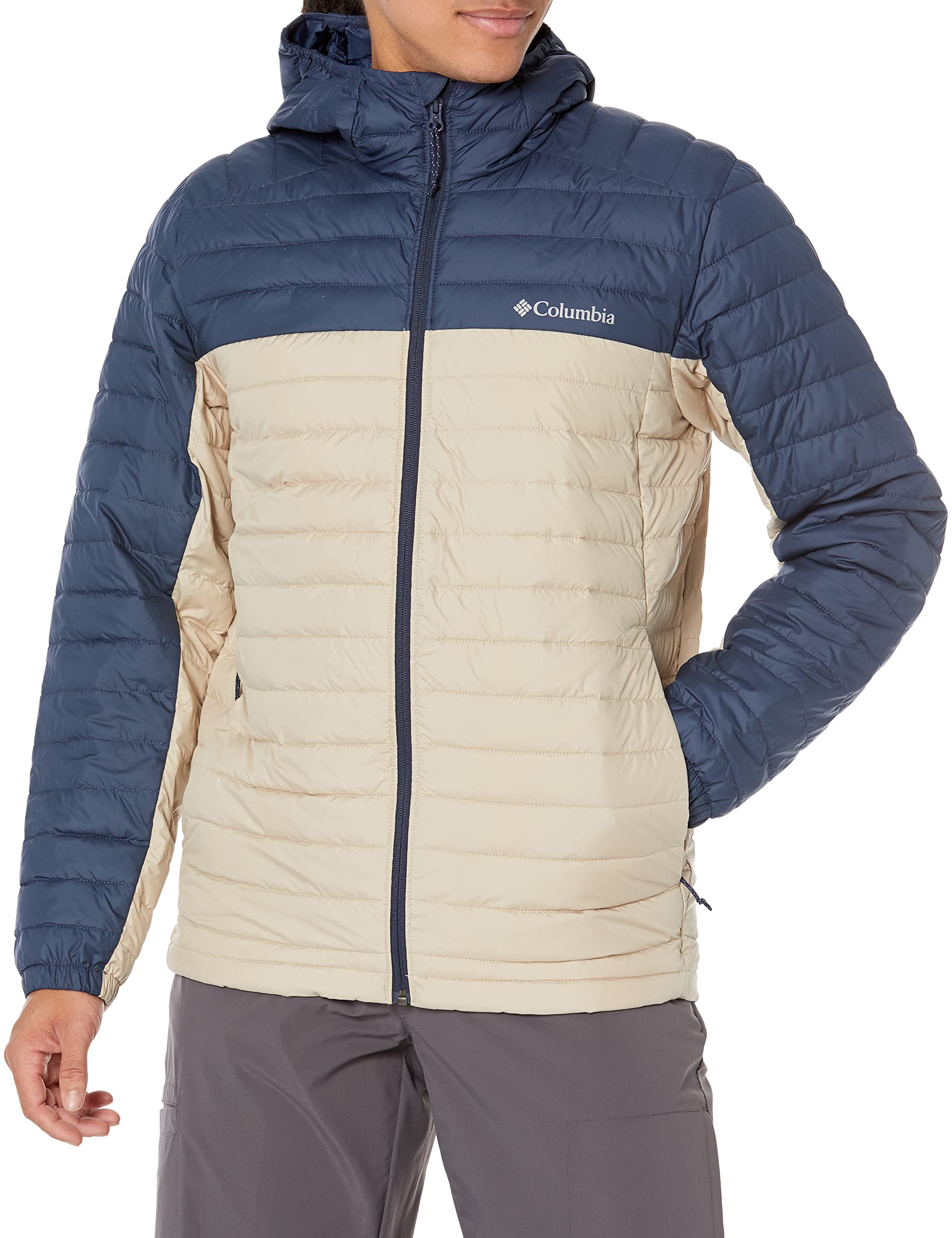 Columbia Men's Silver Falls Hooded Jacket, Ancient Fossil/Collegiate Navy, 3X Big