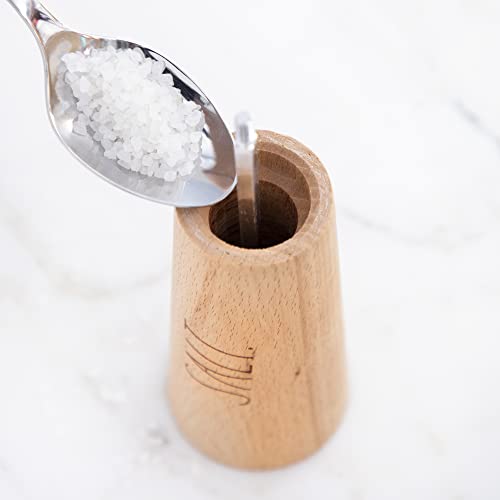 Rae Dunn Salt and Pepper Grinder Set of 2 - Bamboo Sea Salt Pepper Grinder - Classy Salt and Pepper Shakers - Pepper Mill & Salt Mill, Brown