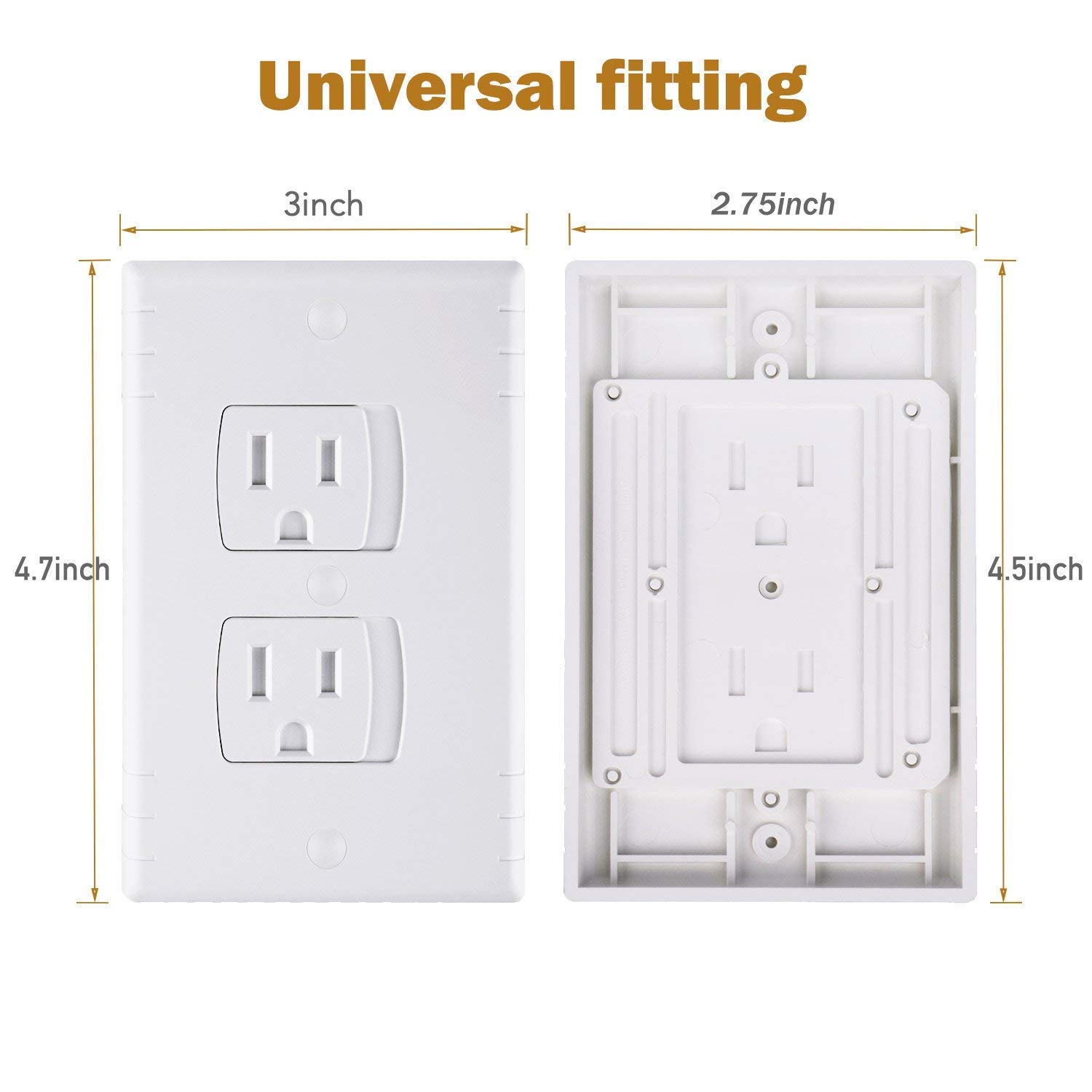 A&S Creavention Self Closing Electrical Wall Outlet Covers, Child Proof Safety Universal Wall Socket Plugs, Automatic Sliding Cap Cover Standard Wall Outlet Plate (8 Pack)