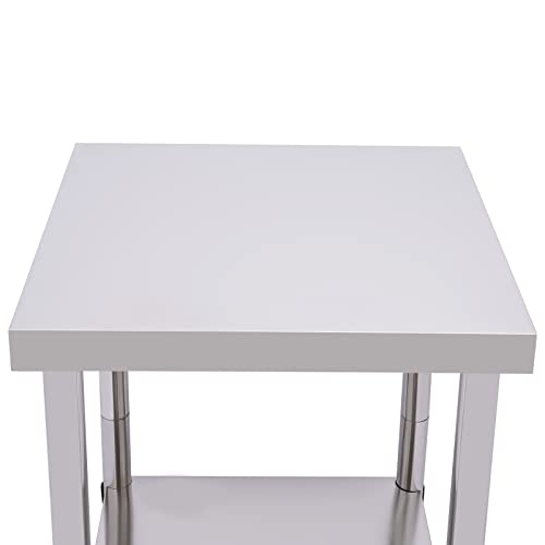 Fichiouy Rolling Stainless Steel Workstation Food Prep Worktable with Undershelf, Stable Heavy Duty Commercial Table with Wheels Easy Assembly