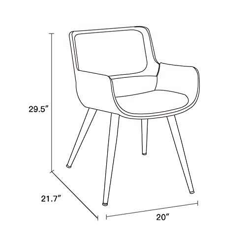 ARTPLAN Mid-Century Modern Accent Bamboo Small Arm Chair with PU Upholstered Dining Chair for Living Room, Set of 2