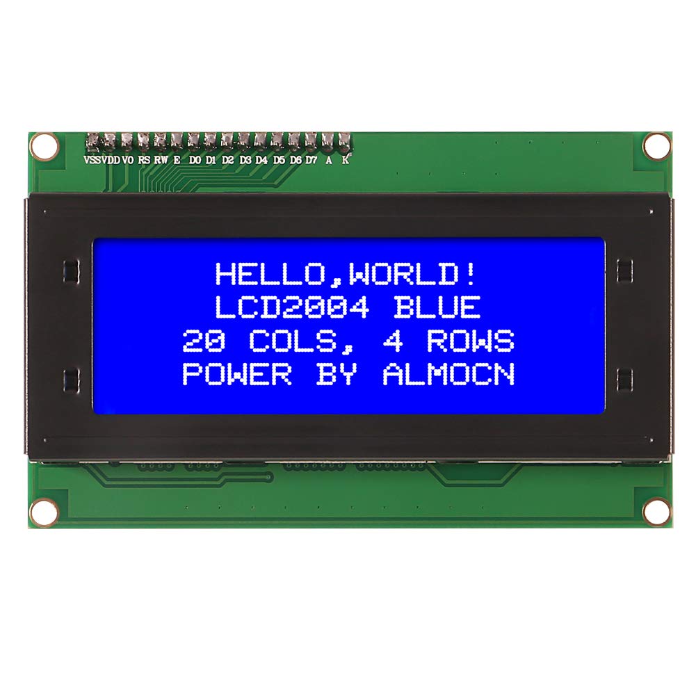 ALMOCN IIC I2C TWI Serial 2004 20x4 LCD Display Module with I2C Interface Adapter Blue Backlight for Arduino R3 MEGA2560(Blue)
