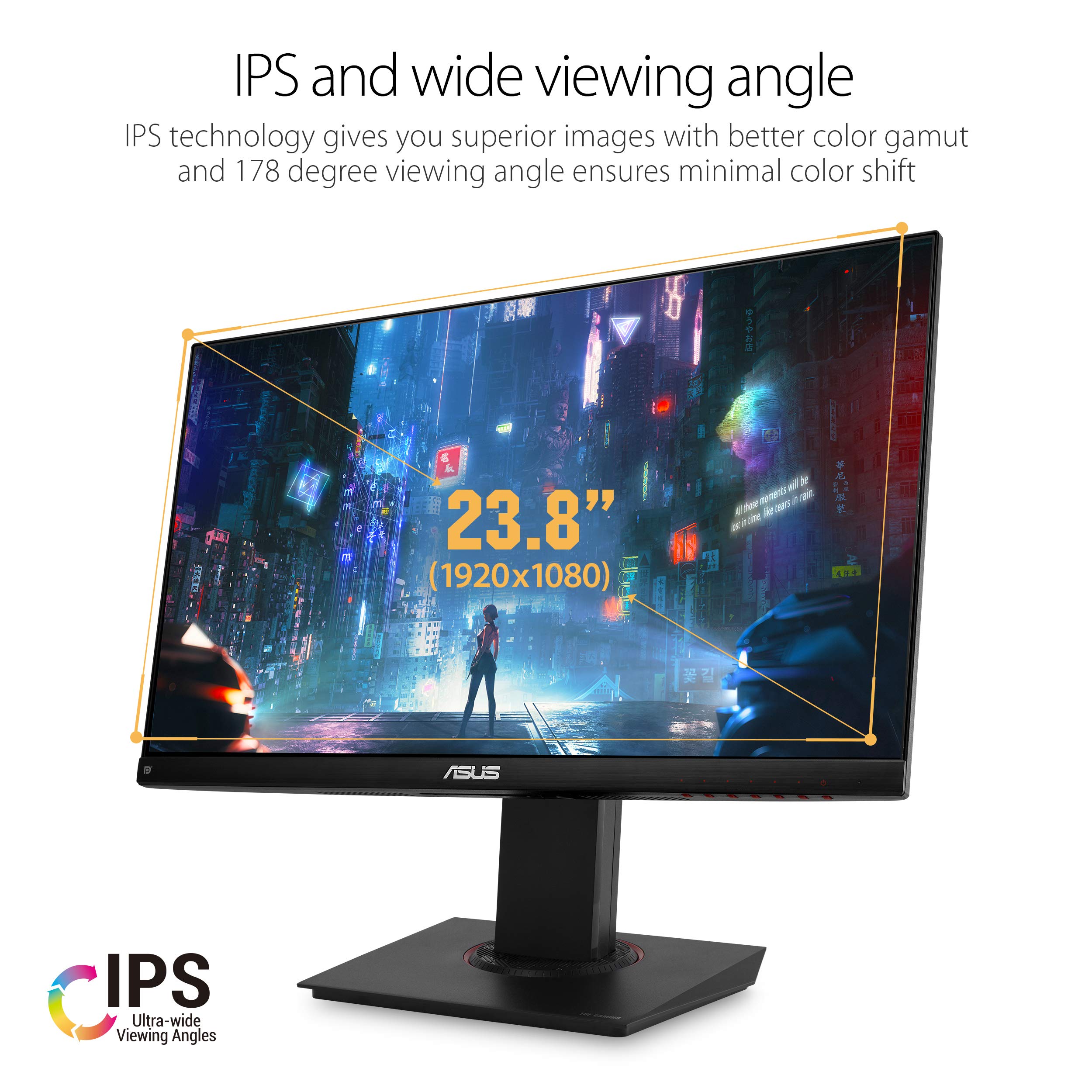 ASUS TUF Gaming VG249Q 23.8” Monitor 144Hz Full HD (1920 x 1080) 1ms IPS ELMB FreeSync Eye Care DisplayPort HDMI D-Sub,Black