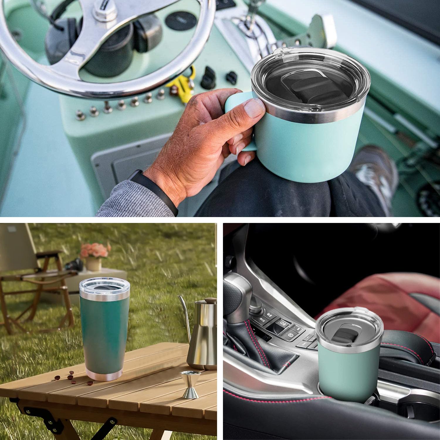 ANBOO 3 Pack 20 oz Magnetic Tumbler Lid with 3 Magnetic Slider Replacement Compatible for YETI 20 oz Rambler, Ozark Trail, Old Style Rtic, Slider Switch Spill Proof Tumbler Cover