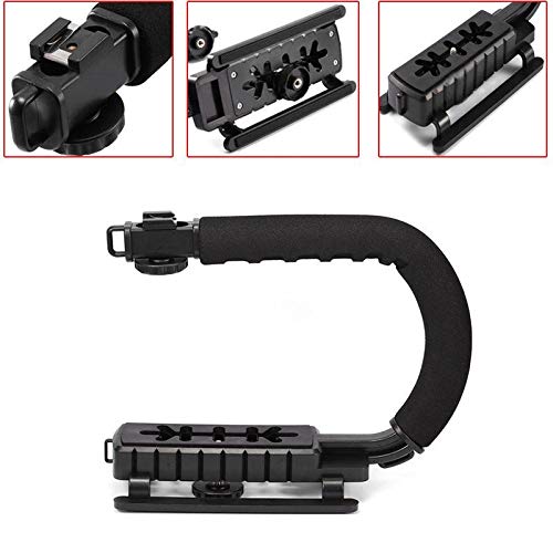 Action Stabilizing Handle, C/U Shape Bracket Grip Portable Video Handheld Camera Stabilizer with Removable Hot Shoe