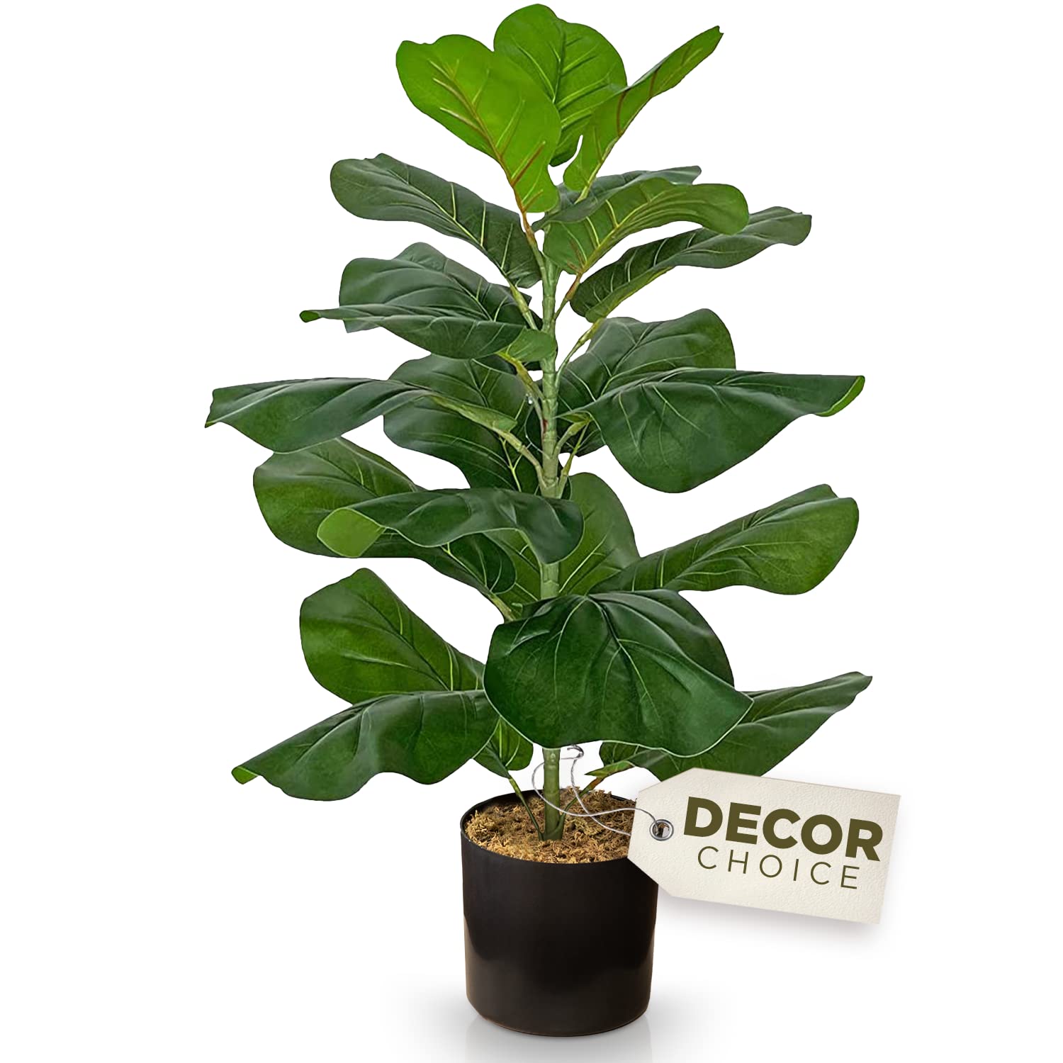 Ficus Lyrata Fake Plant - Artificial Plants for Home Decor Indoor, Faux Plants Indoor - Artificial Potted Plants, Faux Plant for Bedroom - Plants for Bedroom Decor, Fake Plant Decor - 30 Inches