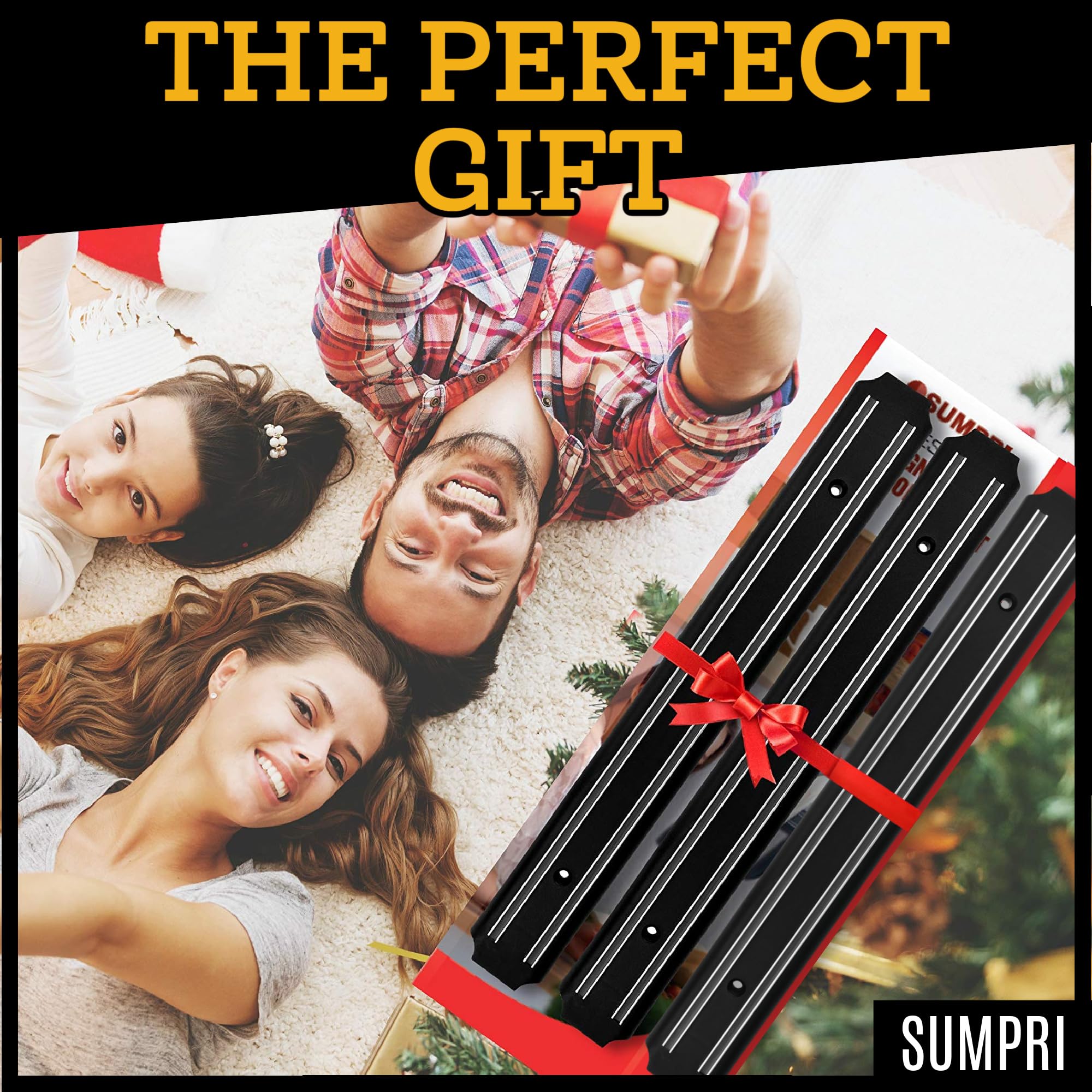 Magnetic Knife Strip for Wall - Extra-Strong Magnet Knife Holder Strip (15 Inch X Set Of 3) - Securely Holds Your Biggest Kitchen Knives - Space-Saving Magnetic Knife Holder For Wall -By SUMPRI