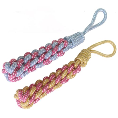Kapmore Interactive Cotton Dog Chew Toy with Handle for Dental Health and Training