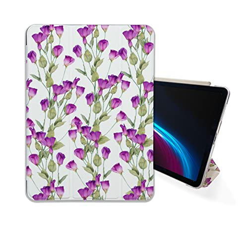 Cute Purple Flowers Kawaii case Compatible with iPad Mini Air Pro 7.9 8.3 9.7 10.2 10.9 11 12.9 inch Pattern Cover New 2022 2021 Trifold Stand 3 4 5 6 7 8 9 Generation 527 (10.2" 7/8/9 gen)