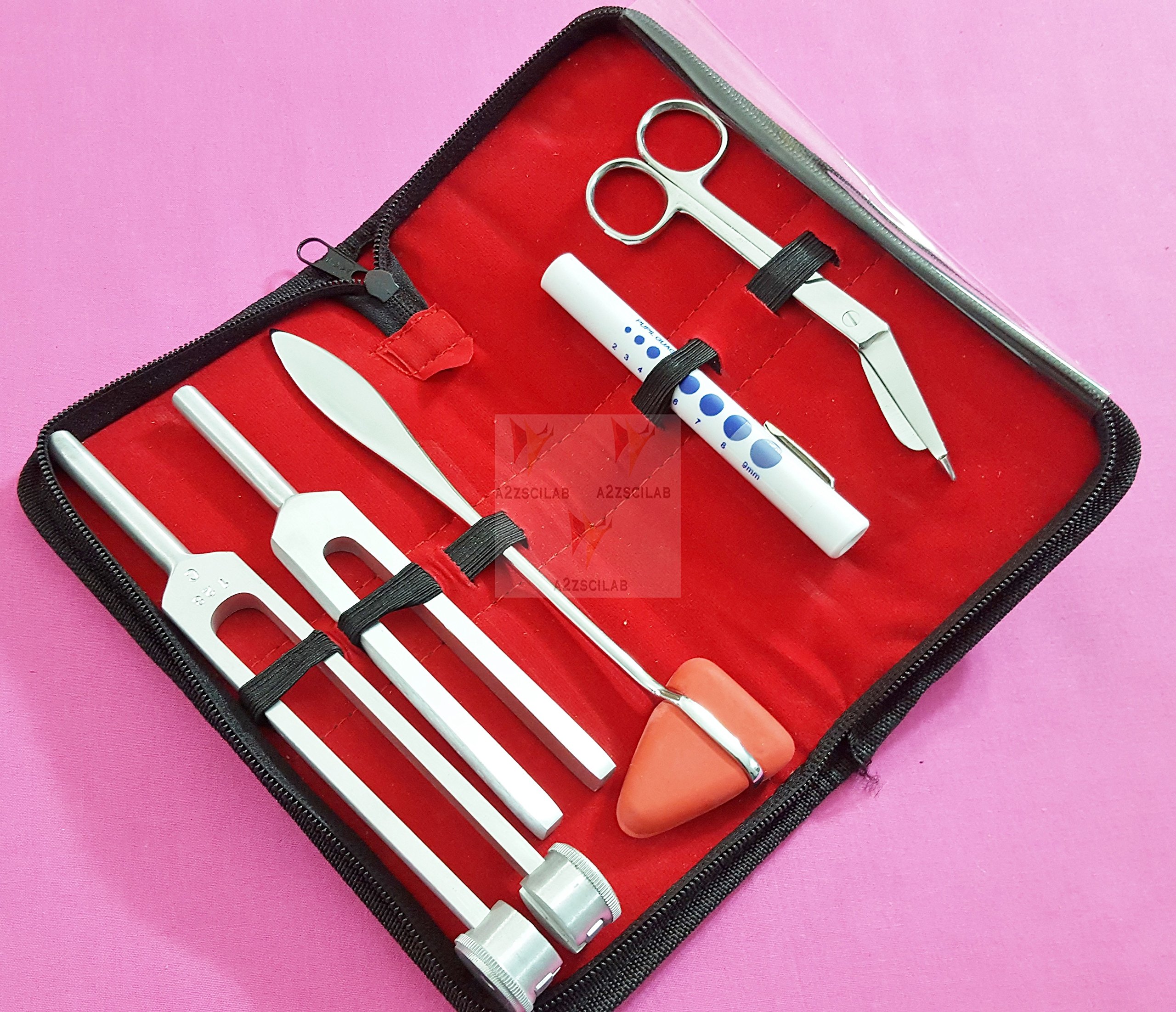 Set of 5 pcs Reflex Percussion Taylor Hammer + Penlight + Tuning Fork C 128 C 512 + Bandage Scissors 5.5"(A2ZSCILAB BRAND)