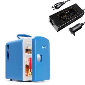 AstroAI Mini Fridge 4 Liter/6 Can Blue AC to DC Converter 8.5A…