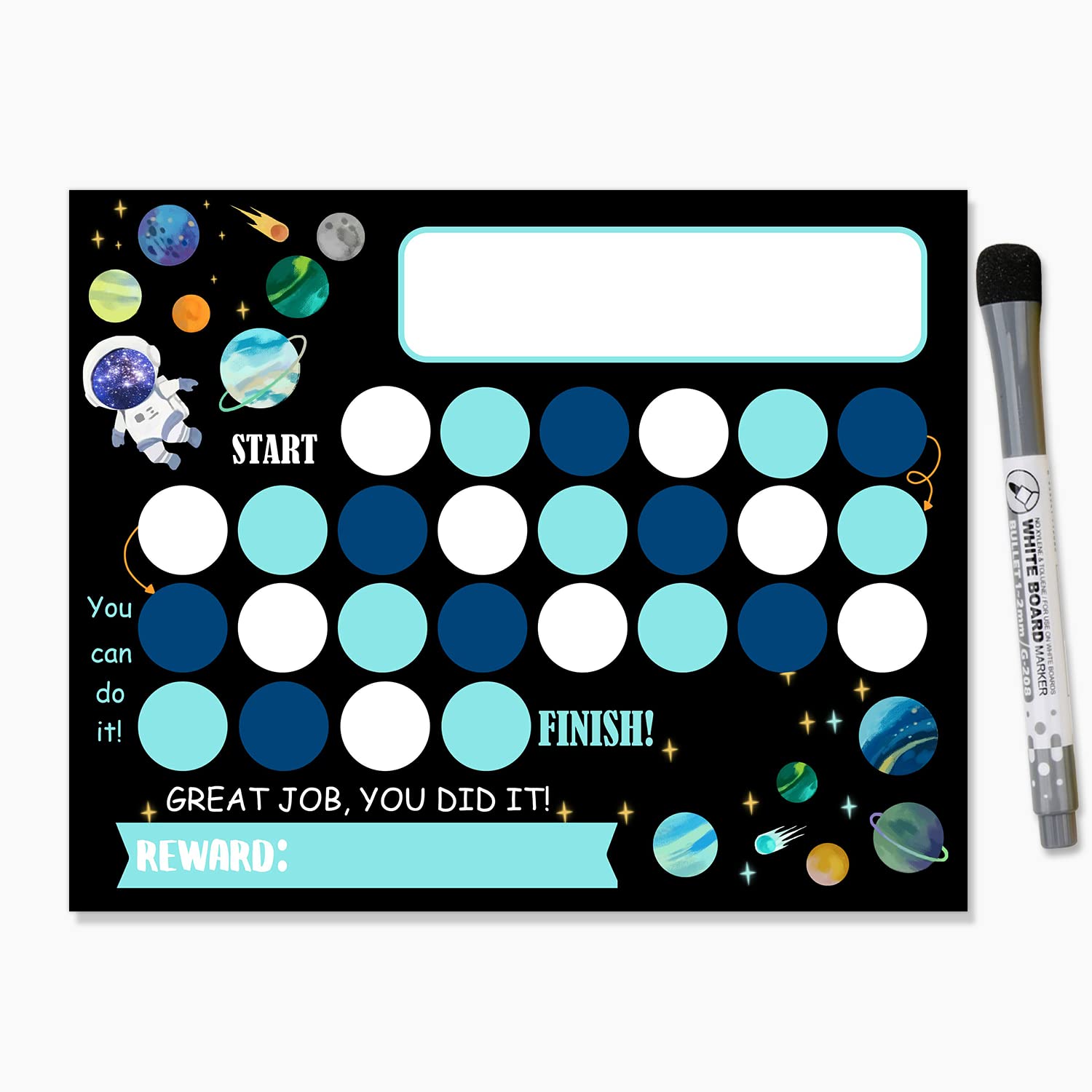 Astronaut Chore Chart for Kids,Magnetic Reward Chart for Kids Behavior, Good Responsibility Chart, Chore Chart for One Child - 8 x 10 inch