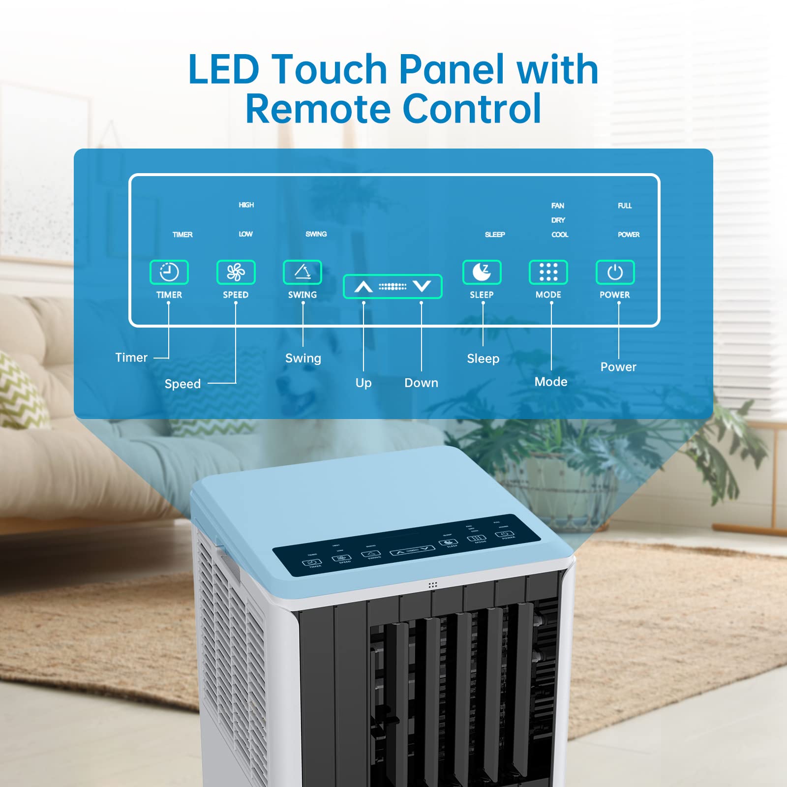 Adoolla 8000 BTU Portable Air Conditioner, Air Conditioners 3-in-1 Compact Fast Cooling Indoor AC Unit, Window Mount Exhaust Kit, Fan Dry Modes, 115V