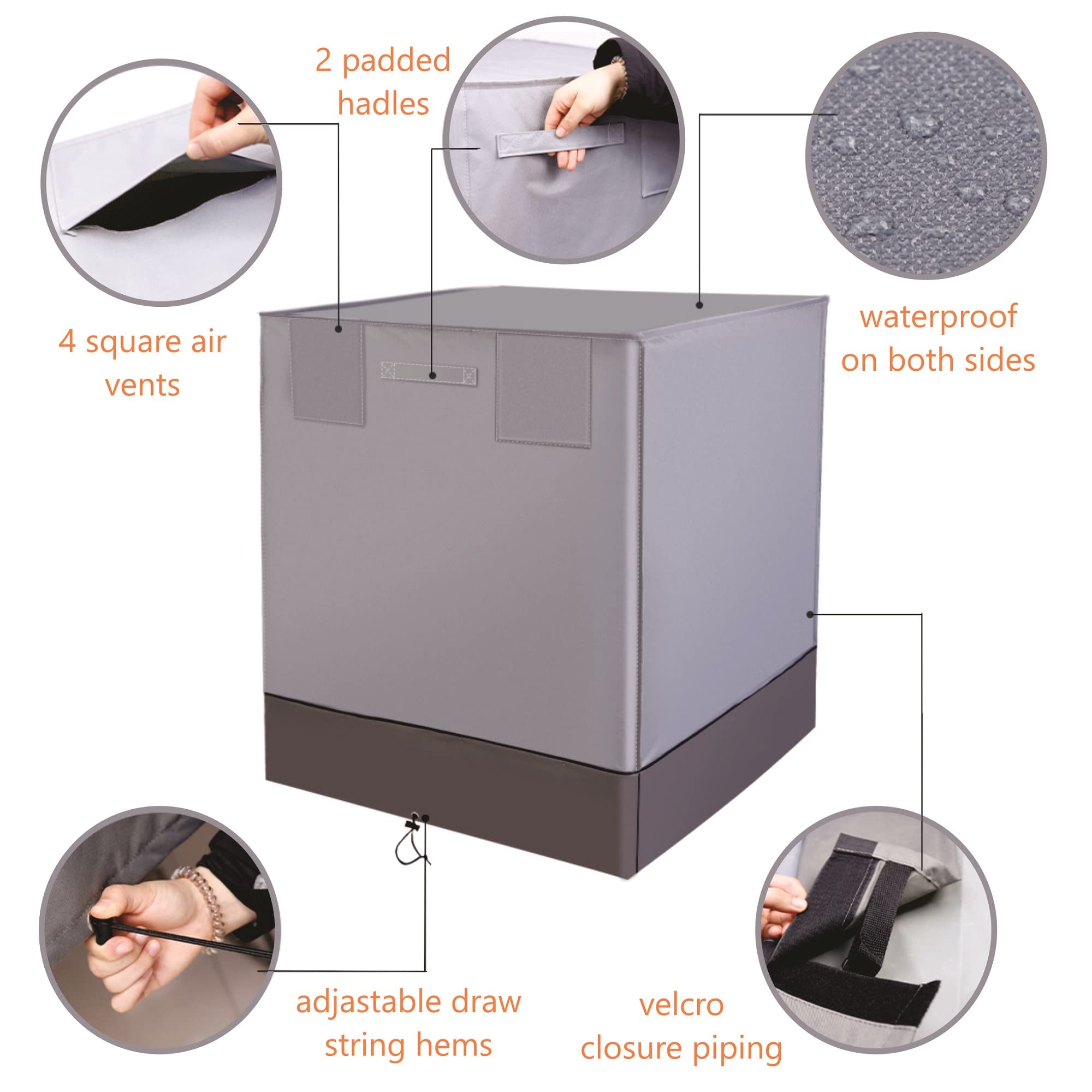 MODERN WAVE - Extra Thick Air Conditioner Cover for Outside Units - Durable Winter, Waterproof Full AC Cover (Oxford, 29"x29"x36")