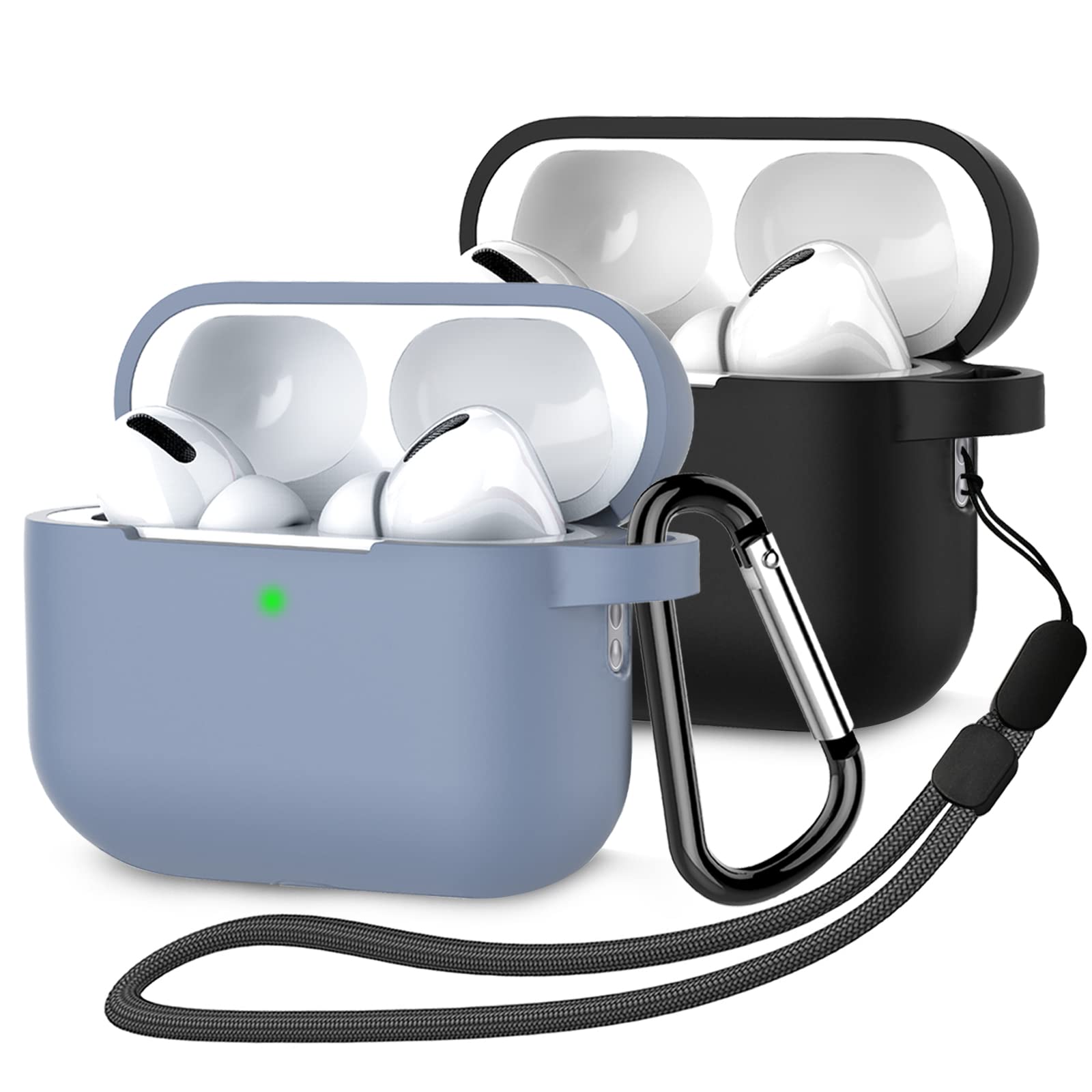 Airpods Pro 2nd/1st Generation Case 2022/2019, Coffea Soft Silicone Protective Case Cover for New Apple Airpods Pro 2 Case & AirPods Pro Case (2 Pack) [Front LED Visible]