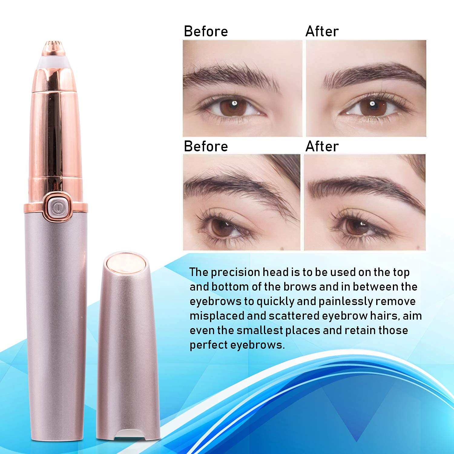 Sopalmy Women's Rechargeable Eyebrow Trimmer & Facial Hair Remover, 2-1 Hair Remover, Electric Eyebrow Shaver with Light