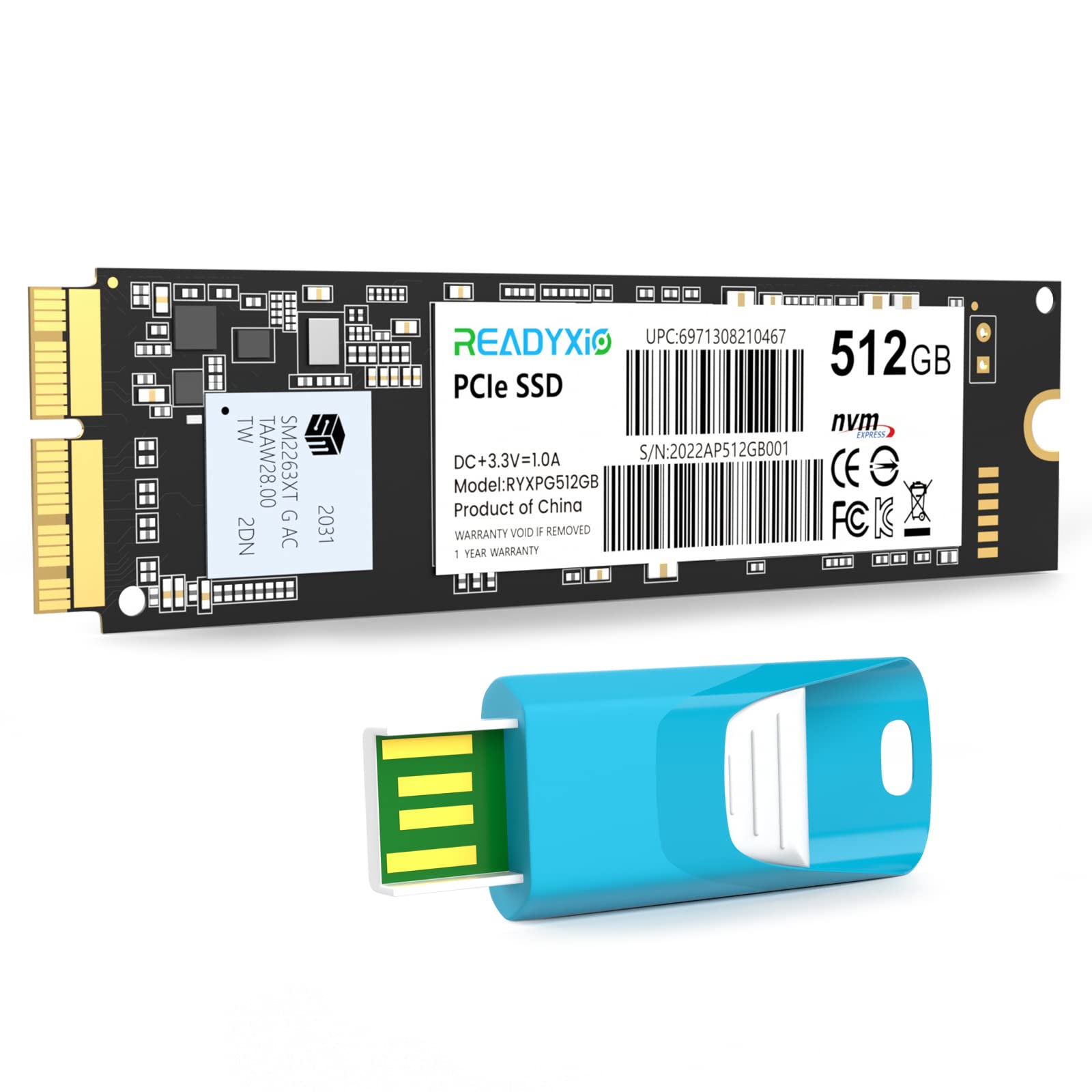 512GB SSD PCIe NVMe 3D Gen3x4 TLC NAND Flash Hard Drive with A USB Bootable Installer for MacBook Air (2013-2015, 2017), MacBook Pro (2013-2015), iMac (2013-2019), Mac Pro (2013), Mac Mini (2014)