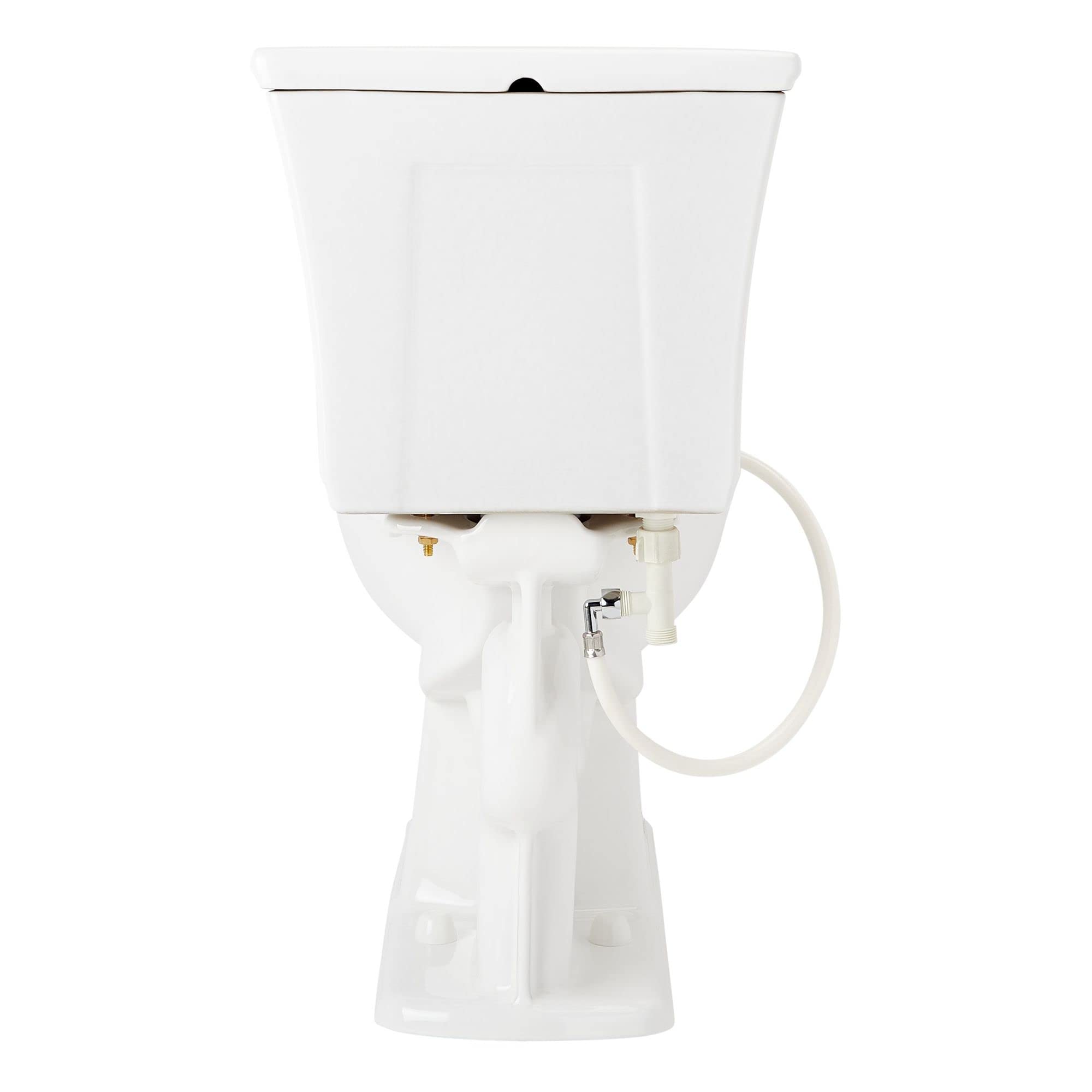 Signature Hardware 482476 Benbrook 1.28 GPF Two Piece Elongated Toilet - ADA Compliant, Bidet Seat Included - White/Matte Black Lever