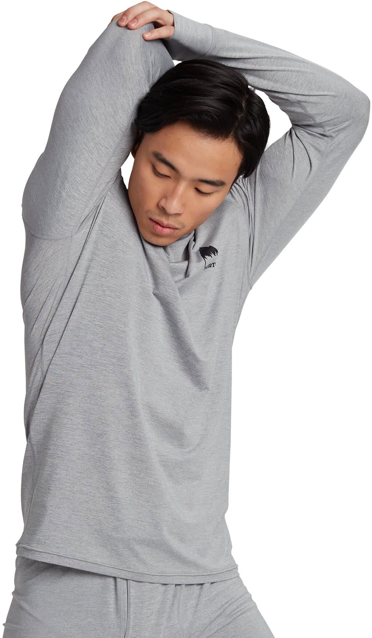 Burton Mens' Lightweight X Base Layer Crewneck Top (US, Alpha, Small, Regular, Regular, Gray Heather)