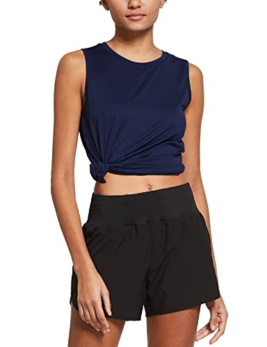 BALEAF Women's Sleeveless Athletic Shirts Workout Running Tank Tops Active Gym Tops Navy Size M