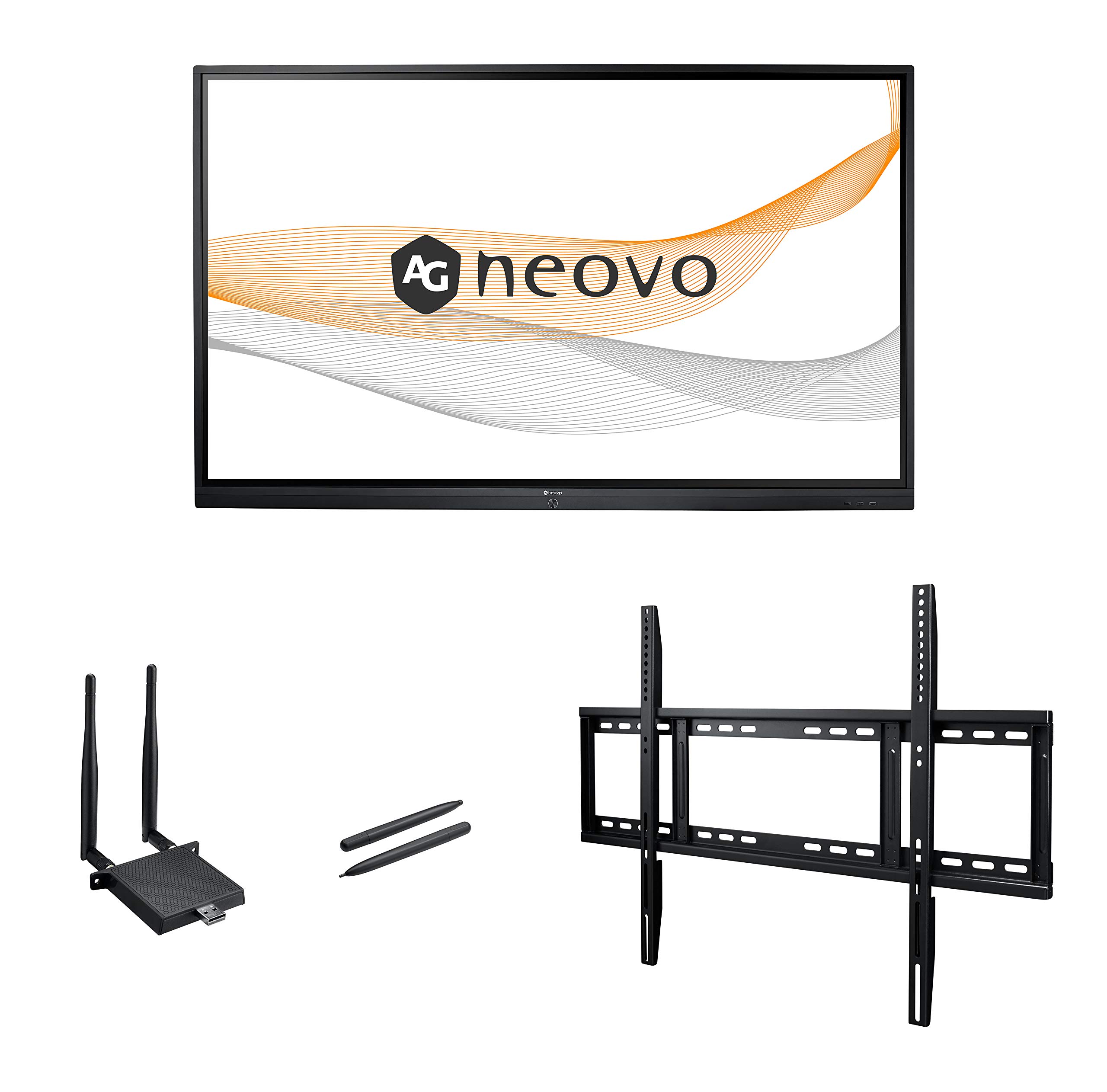 AG Neovo IFP-6502 65 inch Interactive Flat Panel Display, Wall Mount Kits, 4K, 20-Point Multi-Touch, HDMI, VGA, Dual Styluses