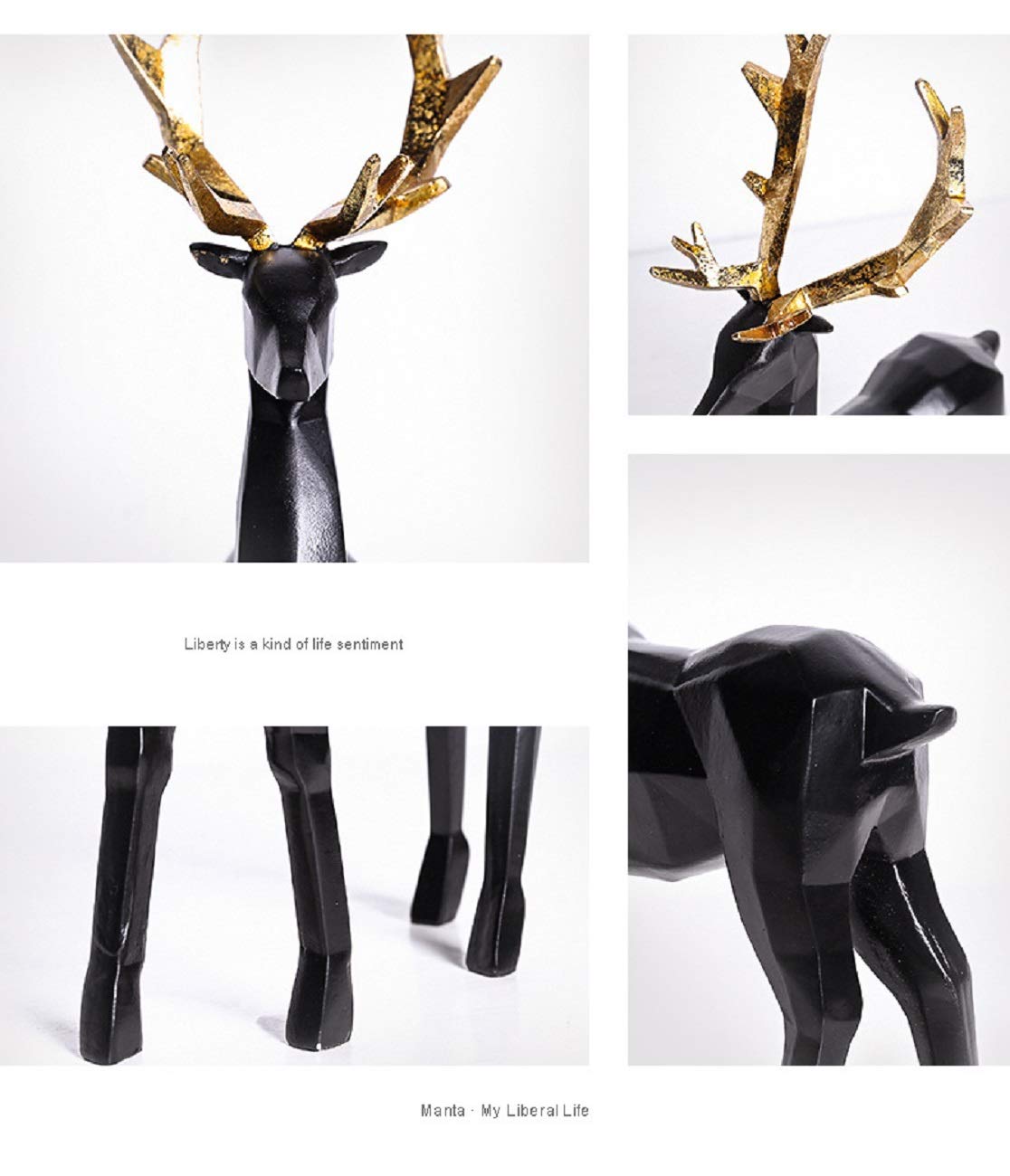 Darklove 2pcs Elk Resin Home Decor Lucky Deer Statue Luxury Style Creative Craft Reindeer Figurines for Living Room, Bedroom, Office Desktop (White)