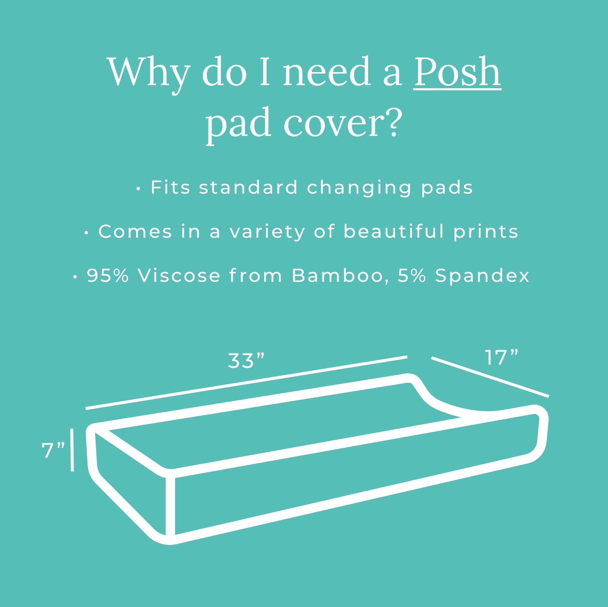 Posh Peanut Baby Changing Pad Cover Stretchy Viscose from Bamboo Viscose, for Standard 16" by 32" - Vintage Pink Rose