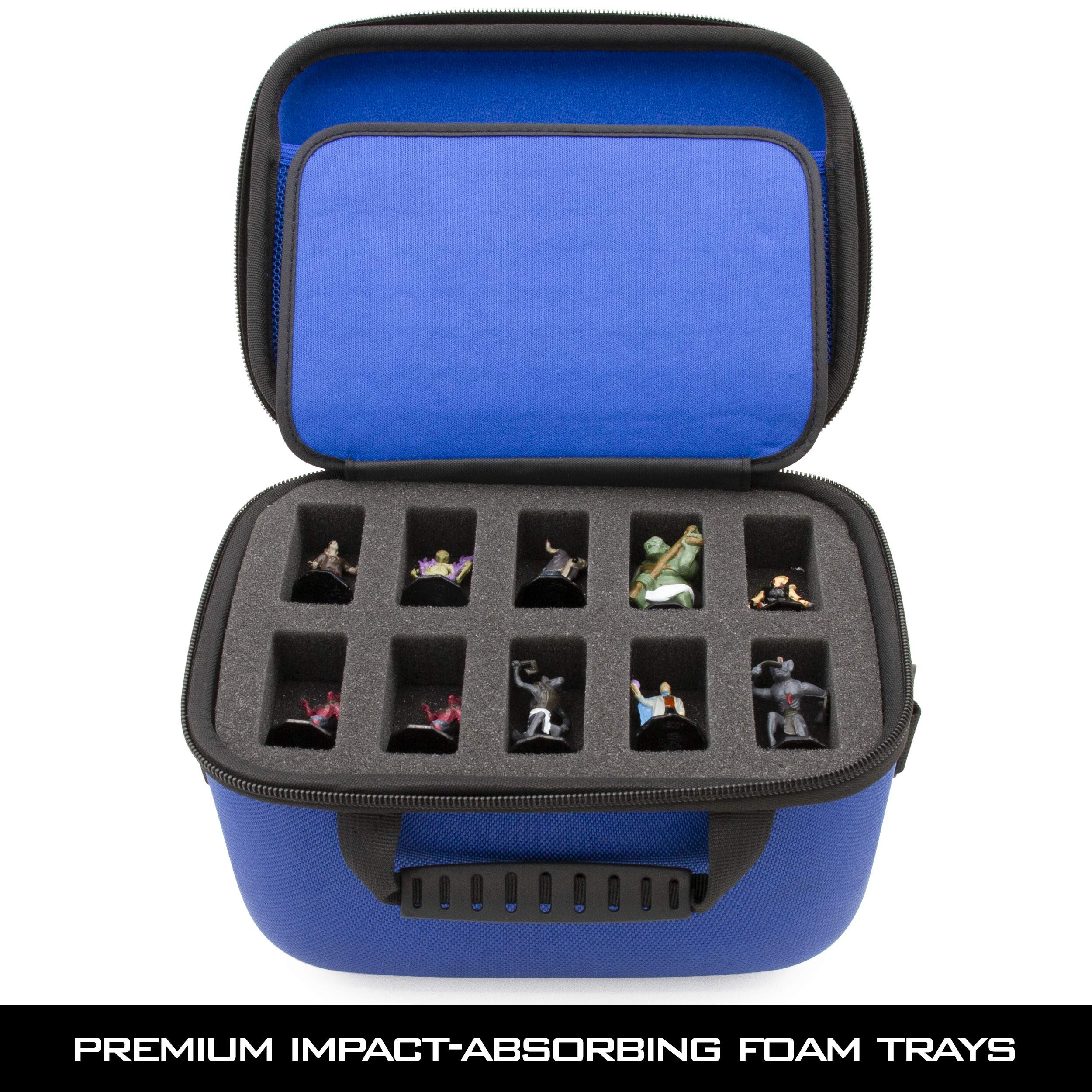 CASEMATIX Miniature Storage Hard Shell Figure Case - 30 Slot Figurine Minature Carrying Case with Adjustable Strap and Accessory Storage Compatible with Warhammer 40k, DnD and More!
