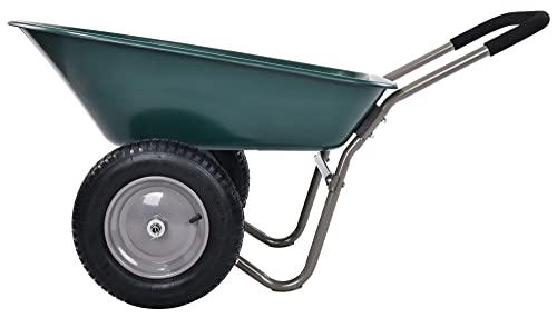 BalanceFrom Dual-Wheel Home Garden Yard Utility Wheelbarrow Cart with Built-in Stand