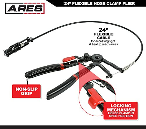 ARES 71102 - Flexible Hose Clamp Plier - 24-Inch Heavy Duty Cable Flexes for Use in Any Position - Works on 18mm-54mm Hose Clamps