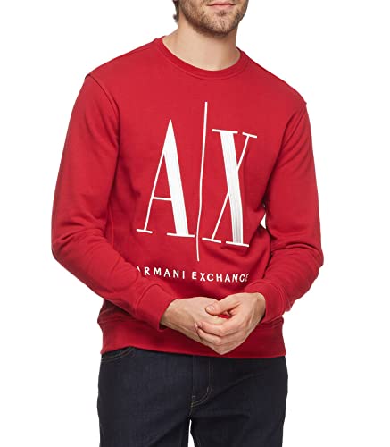 A|X ARMANI EXCHANGE mens Long Sleeve Crew Neck Icon Sweatshirt, Jester Red, X-Large US