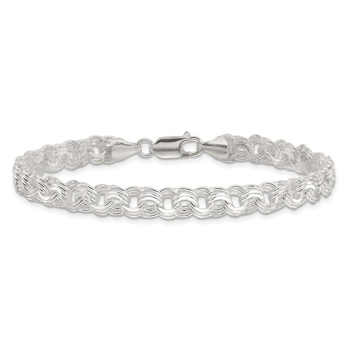 925 Sterling Silver Polished 7.25mm Triple Rolo Charm Bracelet Jewelry for Women