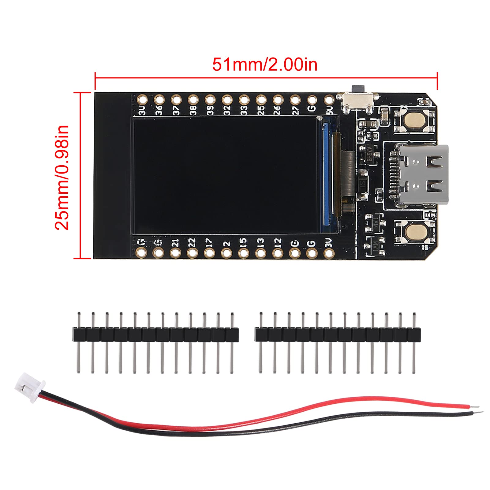 AITIAO 2PCS ESP32 LCD WiFi Kit ESP-32 1.14 Inch LCD Display Wi-Fi BLE CH9102F Chip ESP32 USB Type-C Internet Development Board for ESP8266 NodeMCU