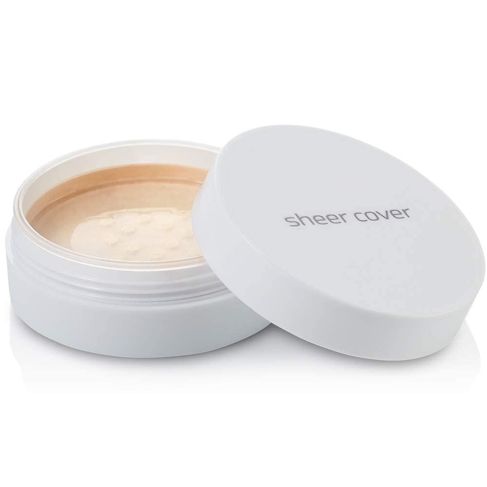 Sheer Cover – Flawless Face Kit – Perfect Shade Mineral Foundation – Conceal & Brighten Highlight Trio – with FREE Foundation Brush and Concealer Brush – Tan Shade – 4 Pieces