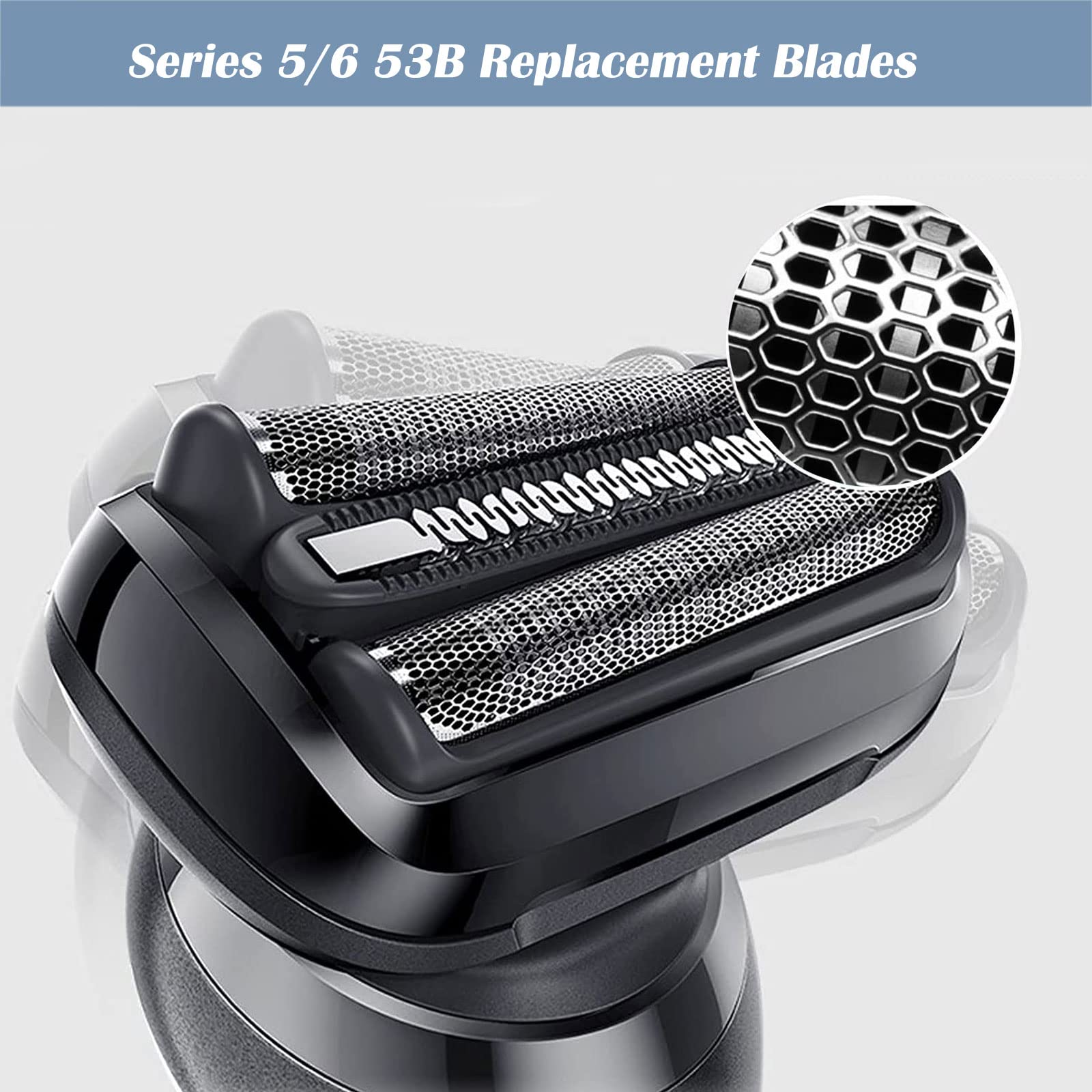 53B Series 5 Replacement Blades Fit for Braun Series 5 Series 6 Shavers Razor, New Generation Replacement Head Compatible with Braun Series 5 5050cs, 5020s, 5018s, 6075cc, 6072cc, 6020s