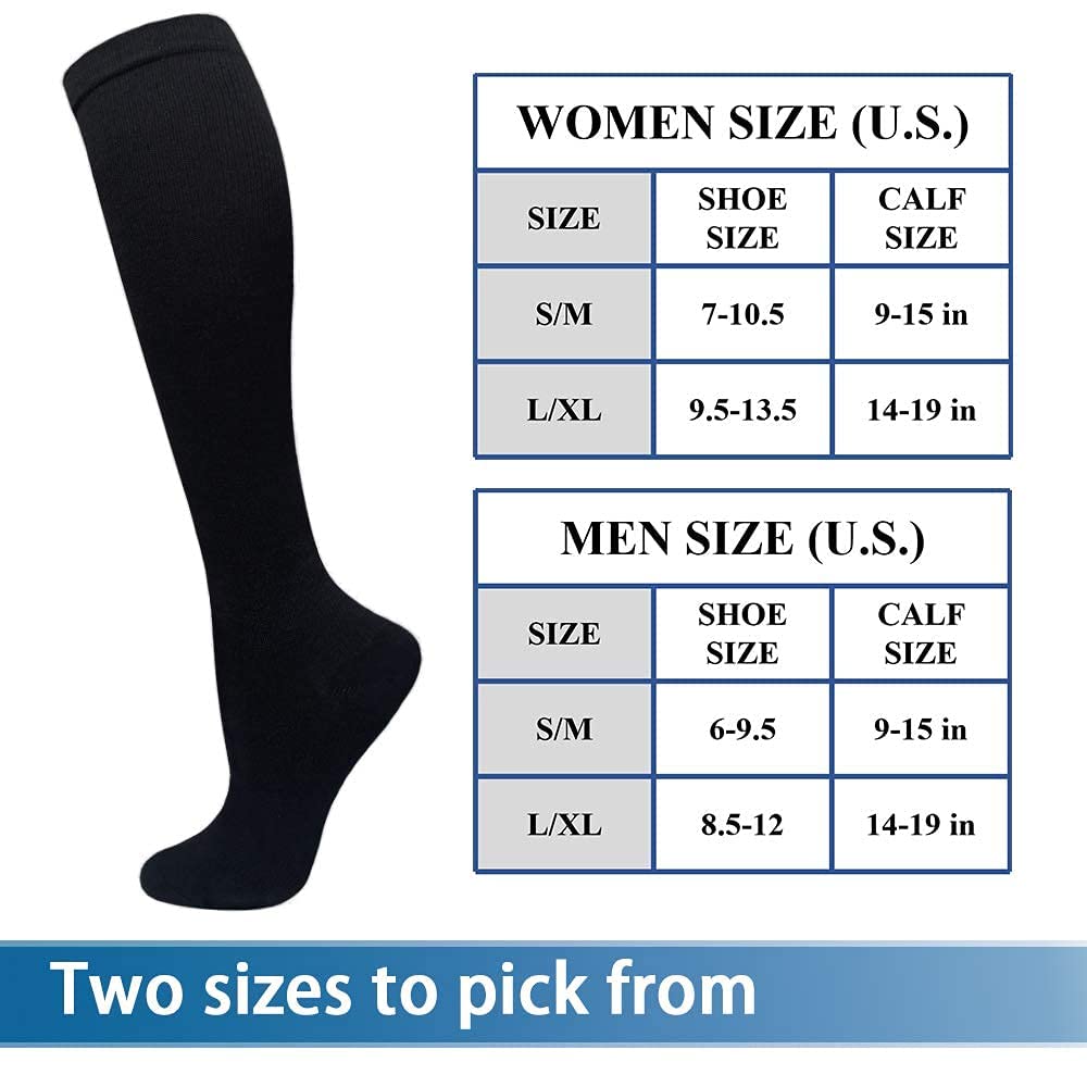 Aoliks Black Compression Socks for Women & Men,Support Knee High Socks for Running Athletic Nurses
