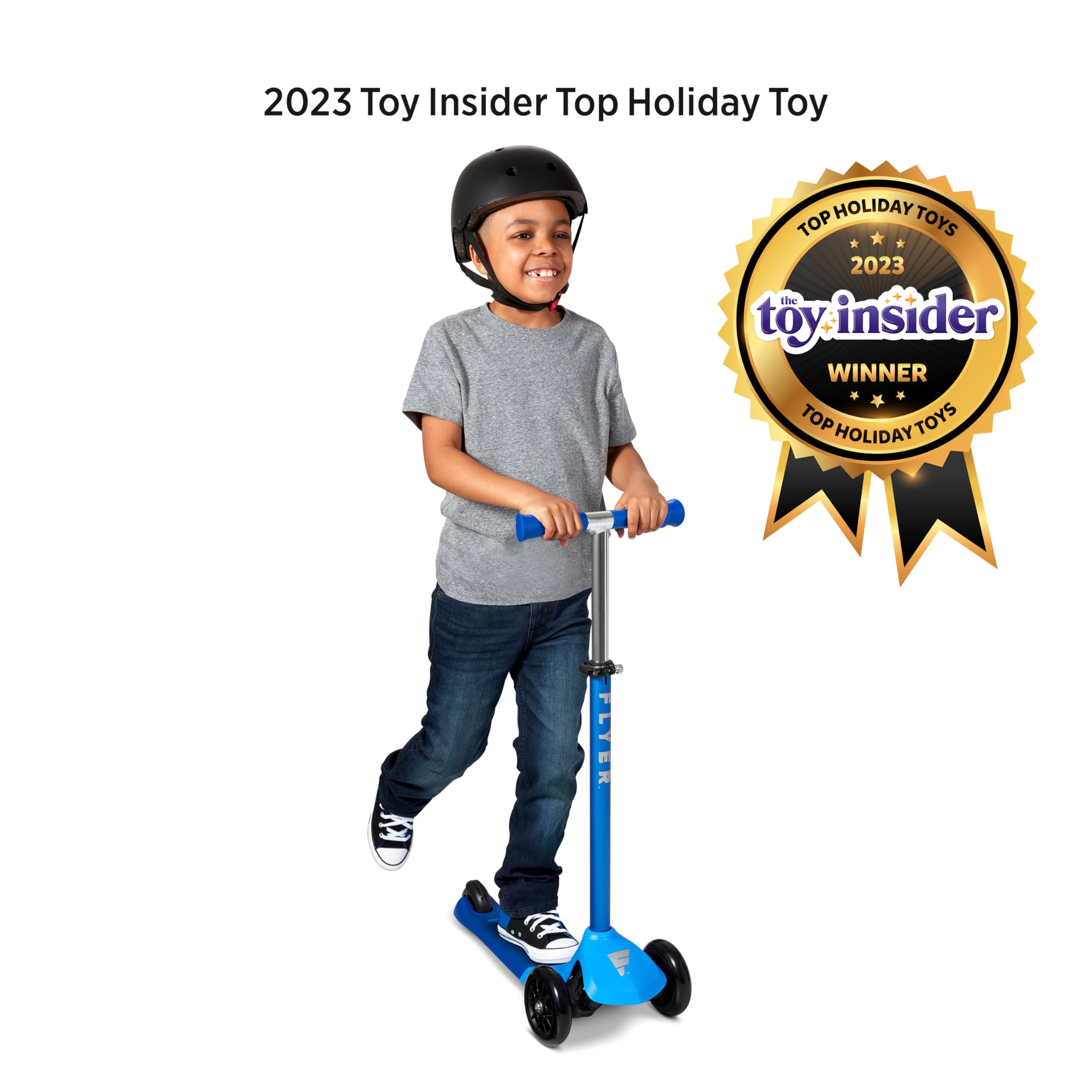 Flyer Glider Pro, Radio Flyer Lean to Steer Kids Scooter, Blue, for Kids Ages 5+ Years