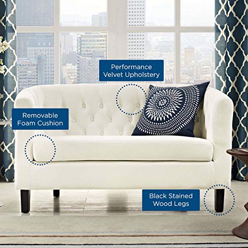 Modway Prospect Velvet Upholstered Contemporary Modern Loveseat In Ivory