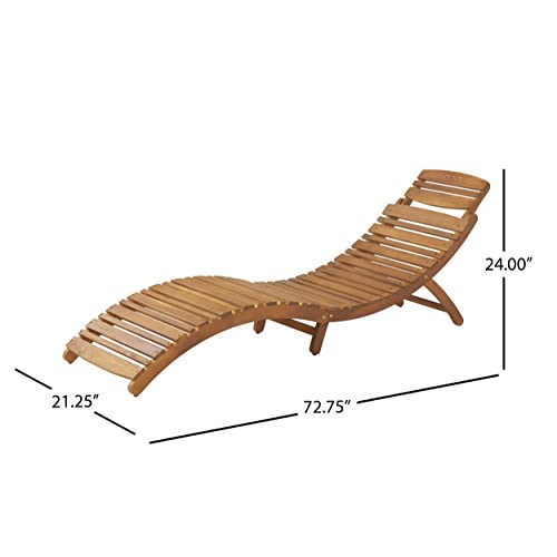 Christopher Knight Home Lahaina Wood Outdoor Chaise Lounge, Natural Yellow